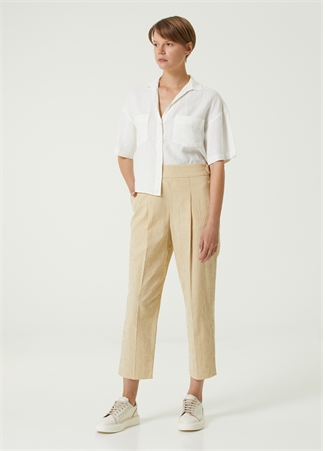 Beymen Club Kadın Hardal Çizgili Yanı Kemerli Pantolon Sarı 42 Beymen Club Kadın Hardal Çizgili Yanı Kemerli Pantolon Sarı 42