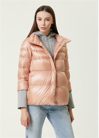 Herno Kadın Pembe Gri Kapüşonlu Puff Mont 38 It Herno Kadın Pembe Gri Kapüşonlu Puff Mont 38 It
