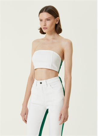 Bassigue Kadın Verdant Beyaz Yeşil Straplez Crop Jean Bluz S EU Bassigue Kadın Verdant Beyaz Yeşil Straplez Crop Jean Bluz S EU