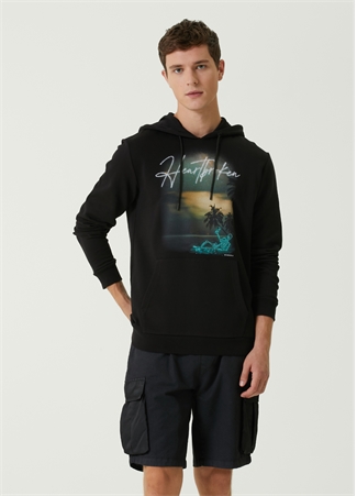 Academia Erkek Siyah Kapüşonlu Baskılı Sweatshirt XS EU Academia Erkek Siyah Kapüşonlu Baskılı Sweatshirt XS EU