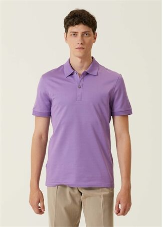 Salvatore Ferragamo Erkek Lila Polo Yaka T-shirt Mor S EU