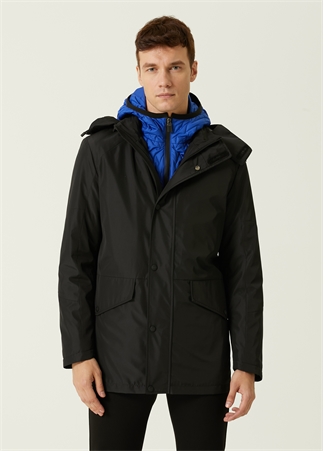 Canali Erkek Siyah Mavi Kapüşonlu Mont Detaylı Parka 52 IT Canali Erkek Siyah Mavi Kapüşonlu Mont Detaylı Parka 52 IT