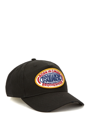 Dsquared2 Erkek Siyah Logolu Yazı Nakışlı Şapka EU