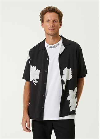 Allsaints Erkek Bouquet Siyah Beyaz Desenli Kısa Kollu Gömlek XS EU