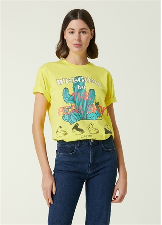 Death is Easy Kadın Freak Show Sarı Baskılı T-shirt S EU Death is Easy Kadın Freak Show Sarı Baskılı T-shirt S EU