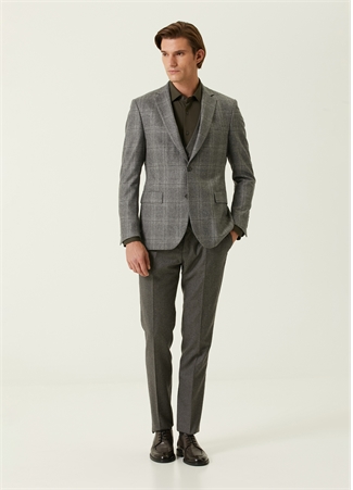 Network Erkek Drop 6 Slim Fit Gri Ekose Desenli Yün Takım 48-6N EU Network Erkek Drop 6 Slim Fit Gri Ekose Desenli Yün Takım 48-6N EU