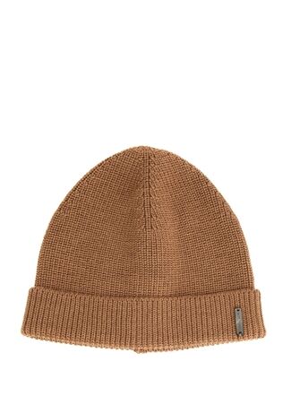 Corneliani Erkek Bej Logo Detaylı Yün Şapka Kahverengi 58 EU