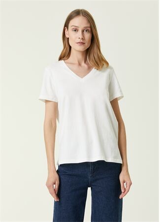 Beymen Kadın Beyaz V Yaka Basic T-shirt XS EU