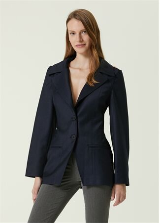 Mybestfriends Kadın Russell Lacivert Kesim Detaylı Yün Ceket XS EU