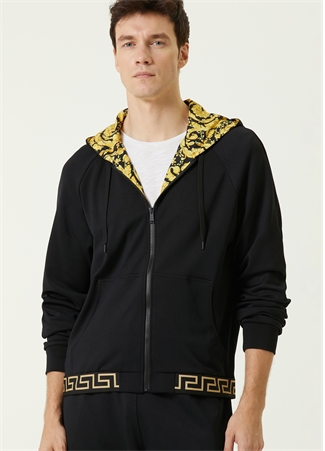 Versace Erkek Siyah Sarı Kapüşonlu Sweatshirt 6 US Versace Erkek Siyah Sarı Kapüşonlu Sweatshirt 6 US