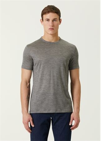 Isaia Erkek Gri Yün T-shirt XL EU