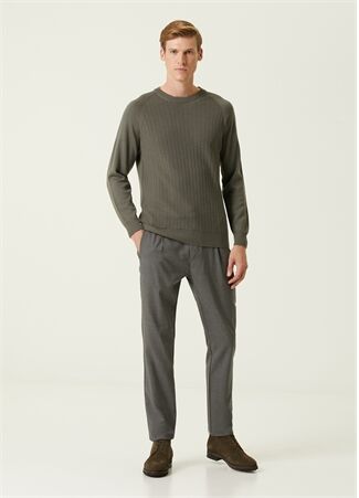 Beymen Collection Erkek Gri Beli Kordonlu Yün Pantolon 46 IT