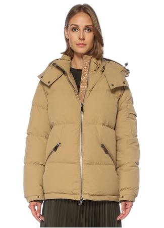 Moncler Kadın Bej Kapüşonlu Logo Nakış Detaylı Puff Mont 2 US