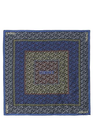 Versace Kadın Colorblocked Logo Desenli İpek Şal Siyah EU