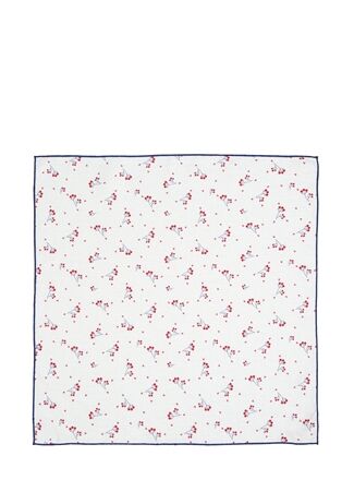 Gül Hürgel Beyaz Mavi Desenli Keten Peçete Çok Renkli