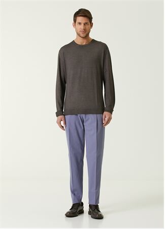 Pal Zileri Erkek Mavi Yüksek Bel Çift Pilili Pantolon 46 IT