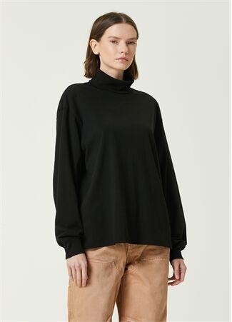 Alexander Wang Kadın Siyah Dik Yaka Uzun Kol T-shirt XS EU