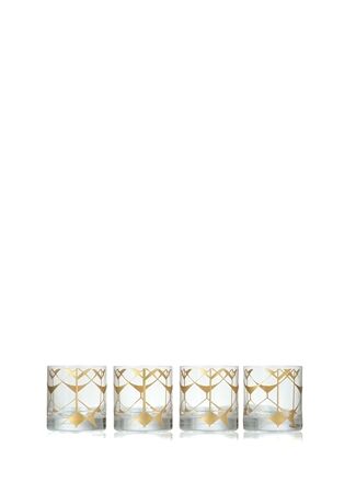 Accract Touch Dekoratif Desenli Cam 4lü Bardak Seti Altın Rengi Accract Touch Dekoratif Desenli Cam 4lü Bardak Seti Altın Rengi