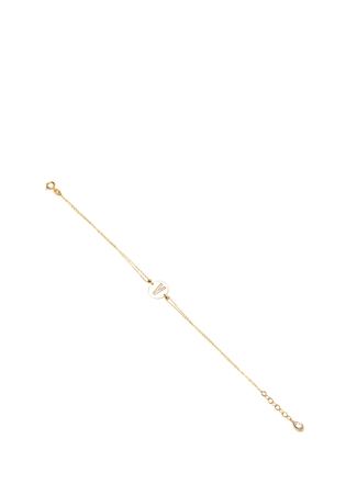 Collection-Alper Tunçoku Kadın A Harf Detaylı Altın Rengi Bileklik EU