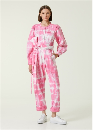 Love Shack Fancy Kadın Pembe Batik Desenli Kuşaklı Tulum 2 US Love Shack Fancy Kadın Pembe Batik Desenli Kuşaklı Tulum 2 US