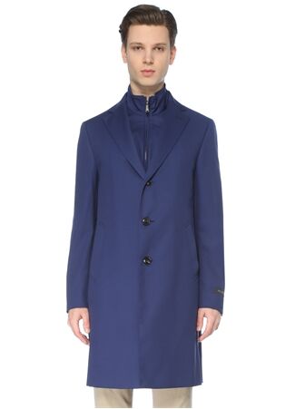 Pal Zileri Erkek Mavi Yaka Detaylı Yün Pardösü 50 IT