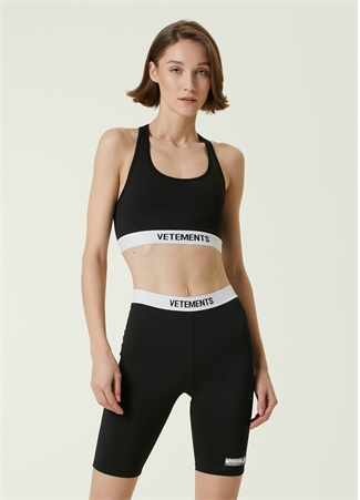 VETEMENTS Kadın Siyah U Yaka Logolu Cropped Bluz S EU VETEMENTS Kadın Siyah U Yaka Logolu Cropped Bluz S EU