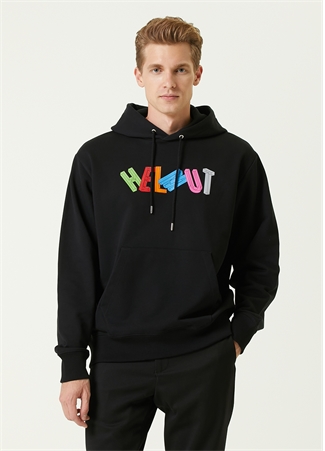 Helmut Lang Erkek Siyah Kapüşonlu Renkli Logolu Sweatshirt XL EU Helmut Lang Erkek Siyah Kapüşonlu Renkli Logolu Sweatshirt XL EU