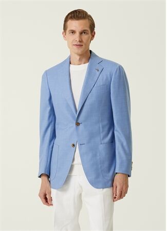 Pal Zileri Erkek Mavi Kelebek Yaka Yün Ceket 48 IT