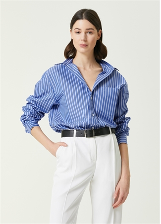 Matteau Swim Kadın Mavi Çizgi Desenli Organik Pamuk Gömlek 2 US Matteau Swim Kadın Mavi Çizgi Desenli Organik Pamuk Gömlek 2 US