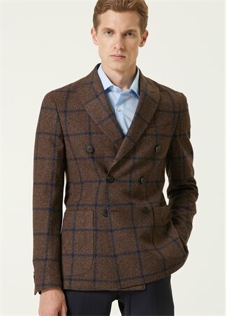 Palzileri Lab Erkek Kahverengi Kareli Ceket 52 IT