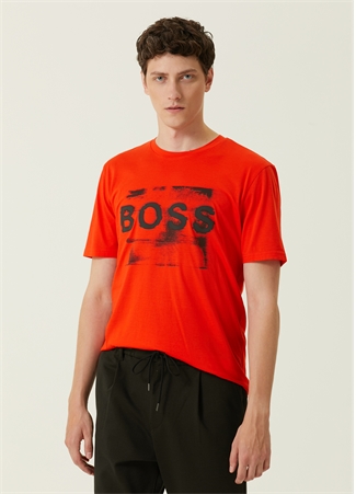 Boss Erkek Turuncu Bisiklet Yaka Logolu T-shirt S EU Boss Erkek Turuncu Bisiklet Yaka Logolu T-shirt S EU