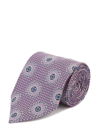 Zegna Erkek Pembe Desenli İpek Kravat EU Zegna Erkek Pembe Desenli İpek Kravat EU