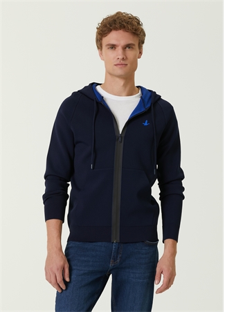 Beymen Club Erkek Lacivert Kapüşonlu Logolu Triko Hırka XL Beymen Club Erkek Lacivert Kapüşonlu Logolu Triko Hırka XL