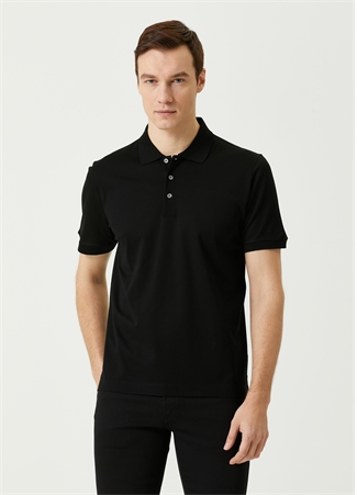 Canali Erkek Siyah Polo Yaka T-shirt 48 IT Canali Erkek Siyah Polo Yaka T-shirt 48 IT