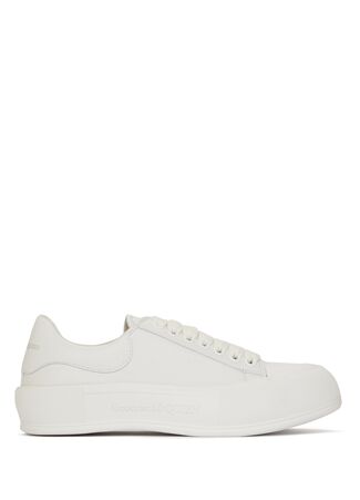 Alexander McQueen Kadın Beyaz Logolu Deri Sneaker 35 EU