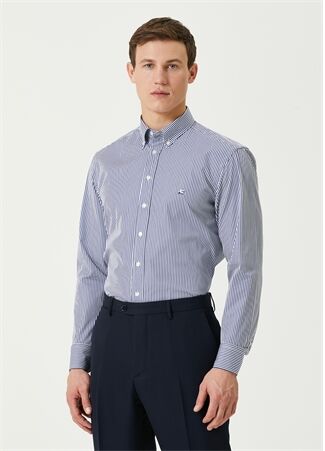 Etro Erkek Mavi Çizgi Desenli Gömlek 38 IT