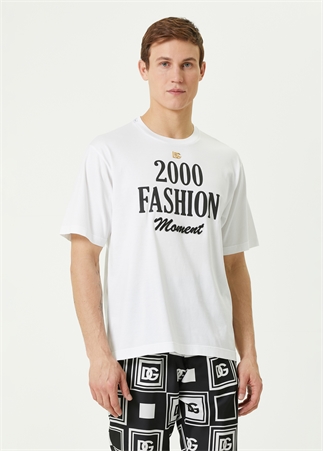 Dolce&Gabbana Erkek Beyaz Slogan Baskılı Logolu T-shirt 44 IT Dolce&Gabbana Erkek Beyaz Slogan Baskılı Logolu T-shirt 44 IT
