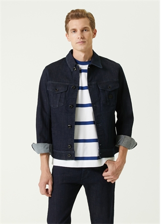 Emporio Armani Erkek Mavi Polo Yaka Denim Mont 48 IT Emporio Armani Erkek Mavi Polo Yaka Denim Mont 48 IT