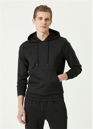 Beymen Club Erkek Siyah Kapüşonlu Kolu Şerit Logolu Sweatshirt XS Beymen Club Erkek Siyah Kapüşonlu Kolu Şerit Logolu Sweatshirt XS