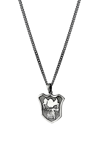 Kayra Khan Erkek Skull Shield Gümüş Rengi Kolye Gri EU Kayra Khan Erkek Skull Shield Gümüş Rengi Kolye Gri EU