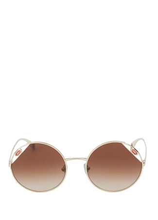Bvlgari Kadın Light Gold Yuvarlak Formlu Güneş Gözlüğü Altın Rengi 54 EU