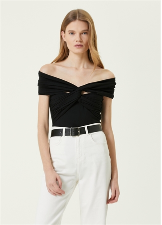 Khaite Kadın Siyah Düşük Omuzlu Body XS EU