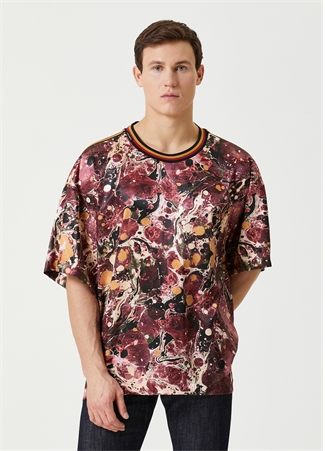 Dolce&Gabbana Erkek Colorblocked Karışık Desenli T-shirt Bordo S EU