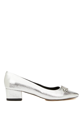 Beymen Club Kadın Silver Logo Tokalı Deri Topuklu Ayakkabı Gri 36