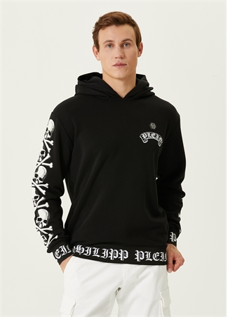 Philipp Plein Erkek Siyah Kapüşonlu Kontrast Logolu Sweatshirt L EU Philipp Plein Erkek Siyah Kapüşonlu Kontrast Logolu Sweatshirt L EU