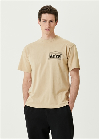 Aries Erkek Bej Logolu Basic T-shirt S Eu Aries Erkek Bej Logolu Basic T-shirt S Eu