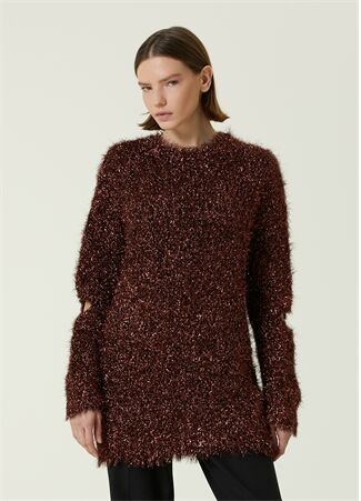 Stella McCartney Kadın Bordo Bisiklet Yaka Kesim Detaylı Kazak 38 IT