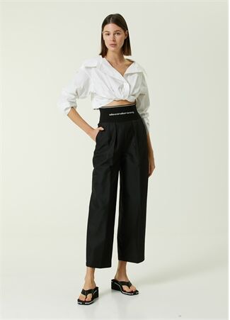 Alexander Wang Kadın Siyah Logo Bantlı Pantolon 4 US