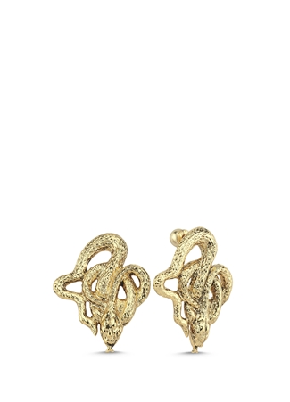 Unique By Av Kadın Gold Yılan Formlu Bronz Küpe Altın Rengi EU