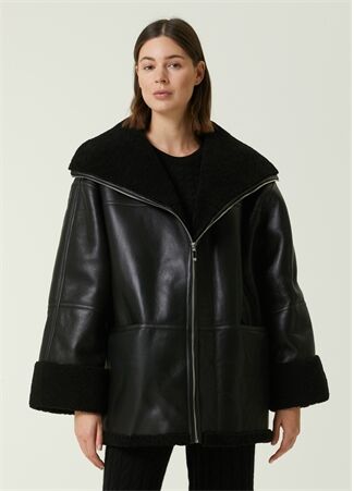 Toteme Kadın Siyah Deri Palto M/L EU Toteme Kadın Siyah Deri Palto M/L EU